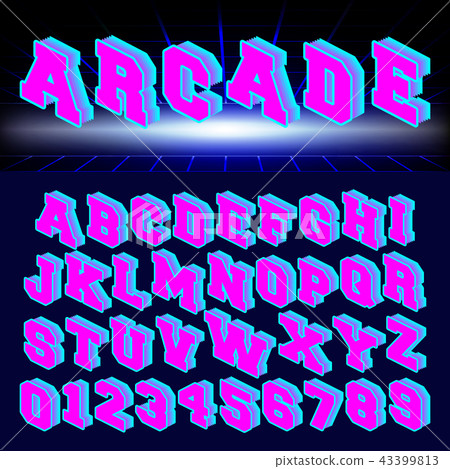 Set of letters and numbers 80s retro style - Stock Illustration ...