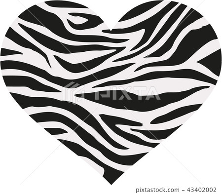 Zebra heart with pattern in two colors - Stock Illustration [43402002 ...