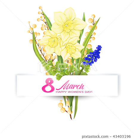 Bouquet of spring flowers for 8 March. Colorful... - Stock Illustration ...