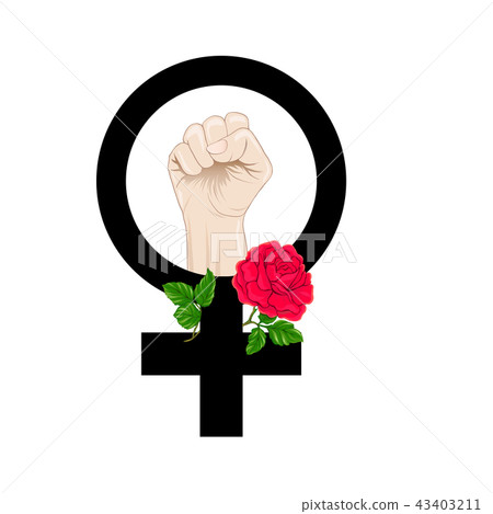 Symbol of feminism with a female fist vector... - Stock Illustration ...