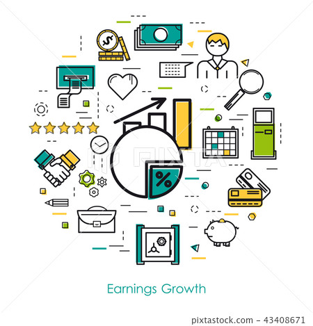 earnings growth - Line Art - Stock Illustration [43408671] - PIXTA