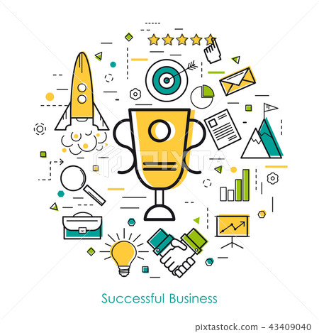 Line Art Concept - Successful Business - Stock Illustration [43409040 ...