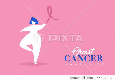 Breast Cancer Care concept of pink ribbon girl - Stock Illustration ...