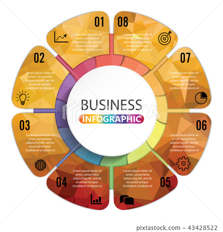 Vector connected polygon infographic diagram. - Stock Illustration ...