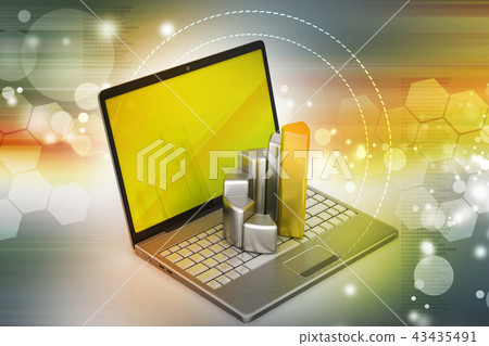 Laptop with financial graph - Stock Illustration [43435491] - PIXTA