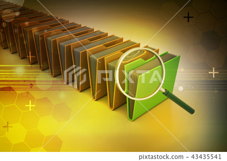 Magnifying glass with file folder - Stock Illustration [43435541] - PIXTA