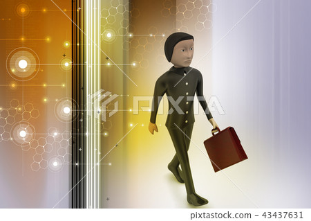 3d business man with briefcase - Stock Illustration [43437631] - PIXTA