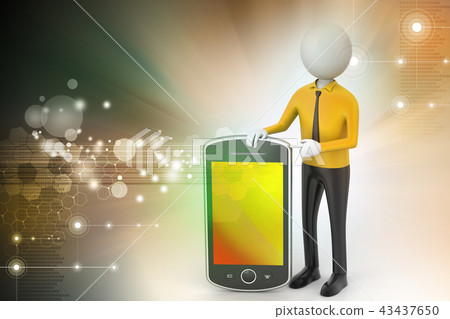 3d man showing the tablet computer - Stock Illustration [43437650] - PIXTA