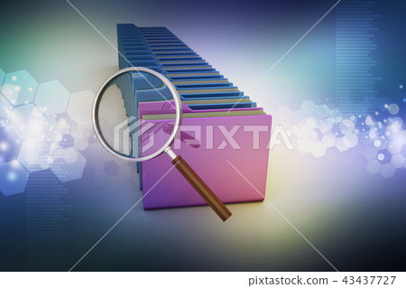 Magnifying glass with file folder - Stock Illustration [43437727] - PIXTA
