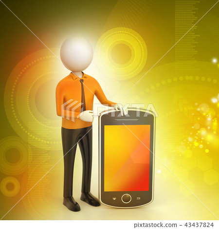 3d man showing the tablet computer - Stock Illustration [43437824] - PIXTA