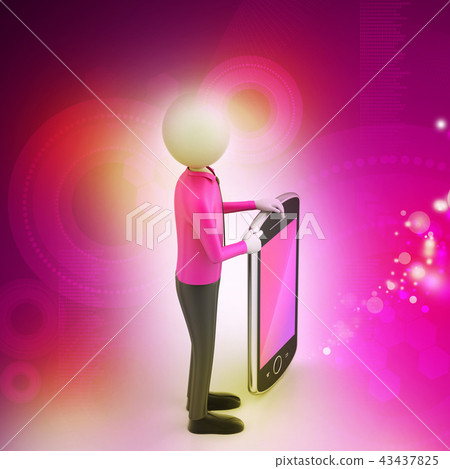 3d man showing the tablet computer - Stock Illustration [43437825] - PIXTA