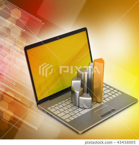 Laptop with financial graph - Stock Illustration [43438005] - PIXTA