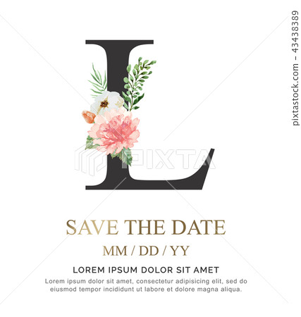 Alphabet L flower and Leaf font made watercolor. - Stock Illustration ...