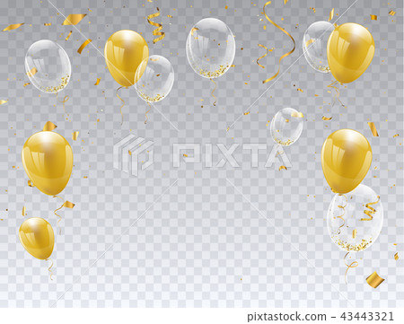 gold balloons isolated. Celebration party banner. - Stock Illustration ...
