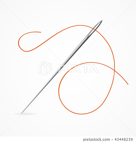 Realistic Detailed 3d Needle and Red Thread.... - Stock Illustration ...