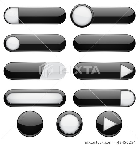 Black menu buttons. 3d oval web icons-插圖素材 [43450254] - PIXTA圖庫
