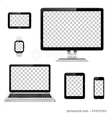 Devices with transparent wallpaper screen isolated-插圖素材 [43453593 ...