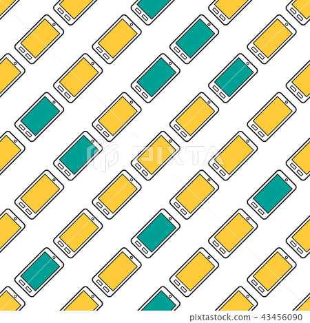 Seamless pattern with colored smart phones-插圖素材 [43456090] - PIXTA圖庫