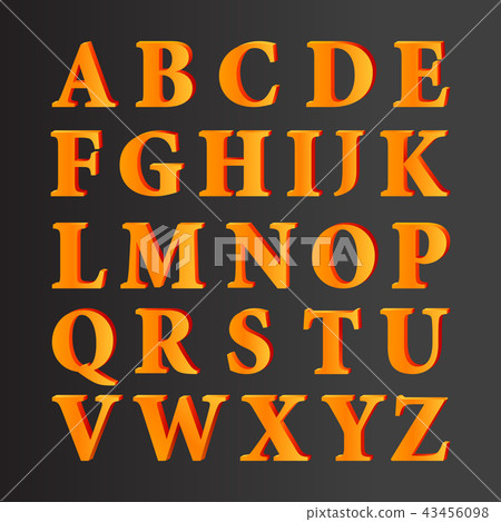 Vector 3D Alphabet Set Letters With Gradient Fill - Stock Illustration ...