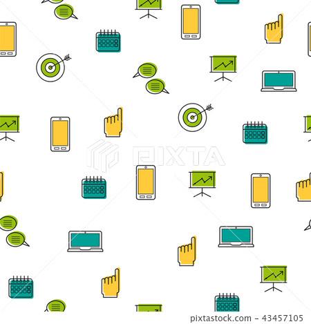 Seamless pattern - seo thin line icons - Stock Illustration [43457105 ...