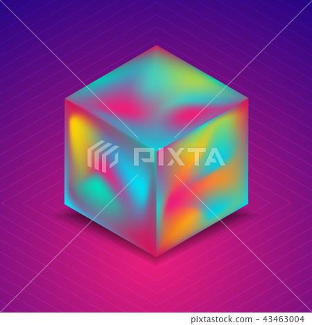Abstract liquid 3d cube on blue purple background - Stock Illustration ...