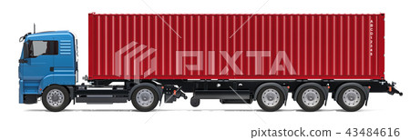 Container truck, side view. 3D rendering - Stock Illustration [43484616 ...