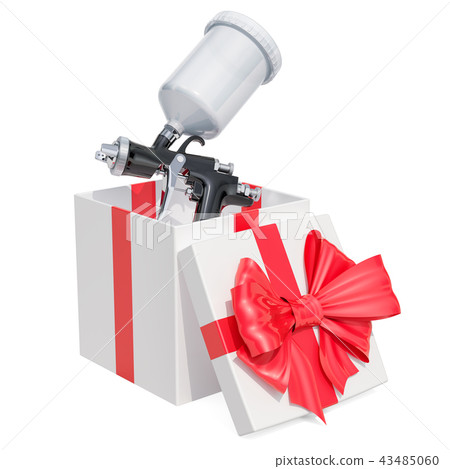 Gift concept, painting spray gun inside gift box - Stock Illustration ...