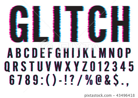 Trendy Distorted Glitch Font Typeface - Stock Illustration [43496418 ...