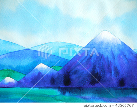 abstract 3 step mountains peak watercolor painting - Stock Illustration ...