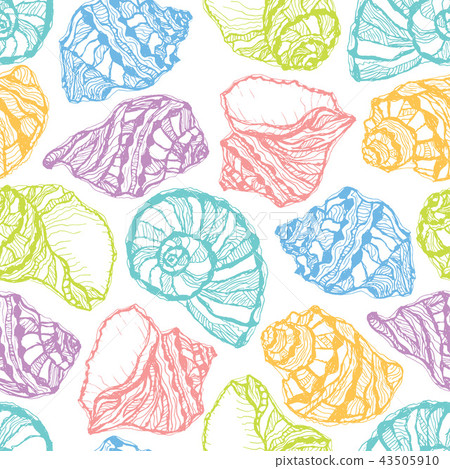 Vector seamless pattern from colorful seashell - Stock Illustration ...