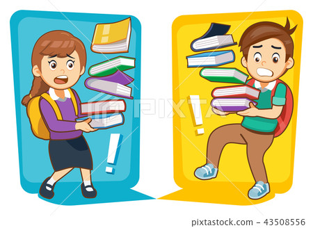 Student overload learning in class. - Stock Illustration [43508556] - PIXTA