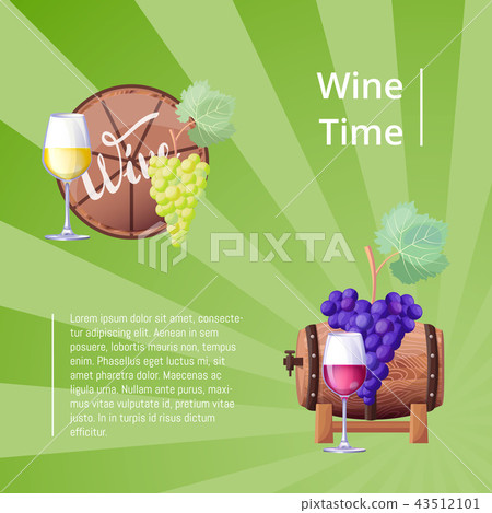 Wine Time Green Striped Poster Vector Illustration - Stock Illustration ...
