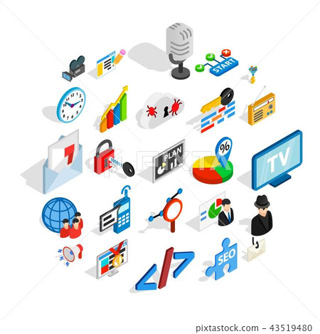 Web project icons set, isometric style - Stock Illustration [43519480 ...