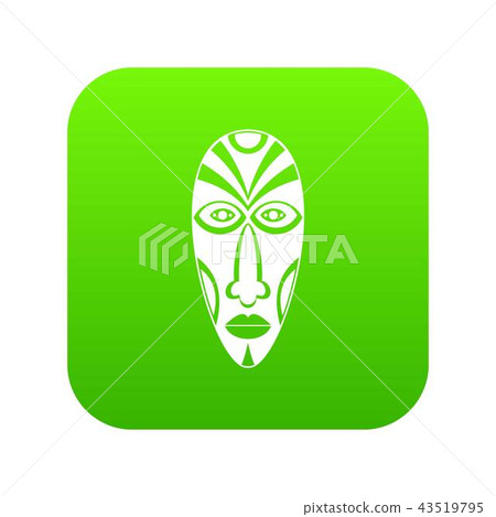African mask icon green vector - Stock Illustration [43519795] - PIXTA