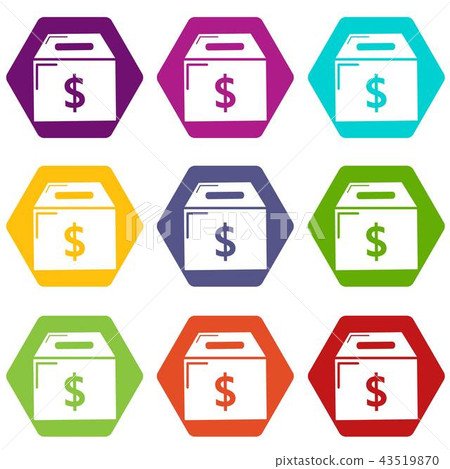Box money icons set 9 vector - Stock Illustration [43519870] - PIXTA