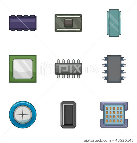 Firmware of the chip icons set, cartoon style - Stock Illustration ...