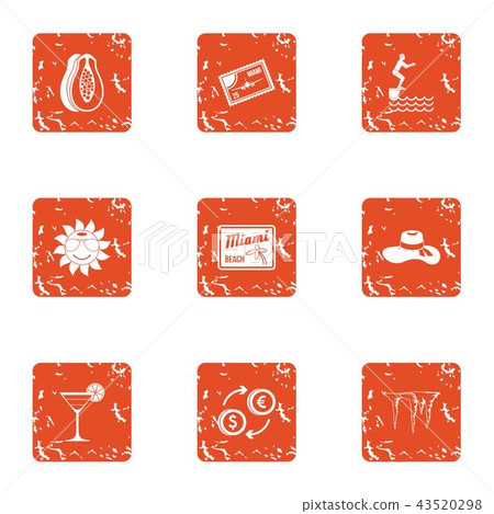 Stroll icons set, grunge style - Stock Illustration [43520298] - PIXTA