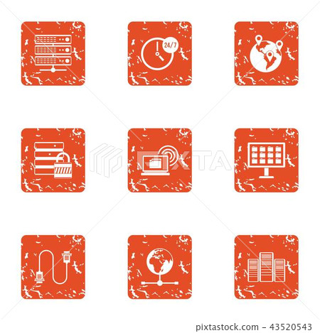 Information centre icons set, grunge style - Stock Illustration ...