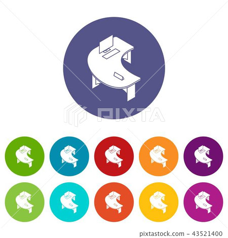 Oval office table icons set vector color - Stock Illustration [43521400 ...