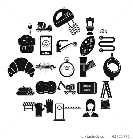 Service building icons set, simple style - Stock Illustration [43521771 ...
