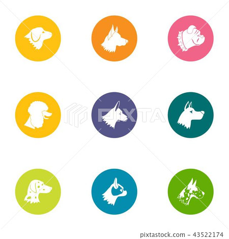 Hound icons set, flat style - Stock Illustration [43522174] - PIXTA