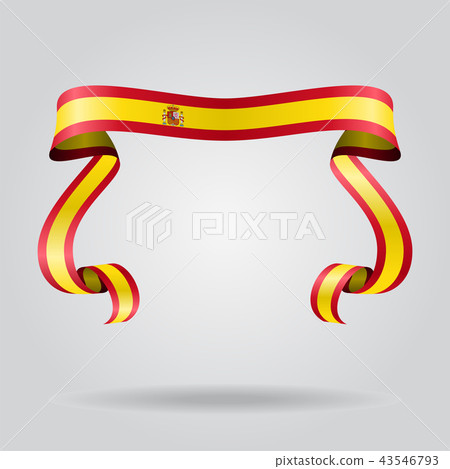 Spanish flag wavy ribbon background. Vector... - Stock Illustration ...