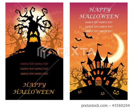Halloween Cursed Hall and Tree Card Set - Stock Illustration [43560204 ...