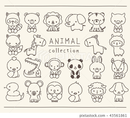 Set of animals line drawing hand drawn style - Stock Illustration ...