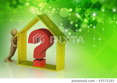 3d man with real estate business with questionmark - Stock Illustration ...