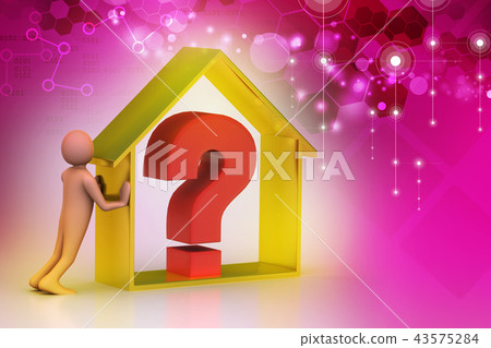 3d man with real estate business with questionmark - Stock Illustration ...