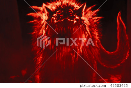 Alien wolf emerges from dark forest - Stock Illustration [43583425] - PIXTA