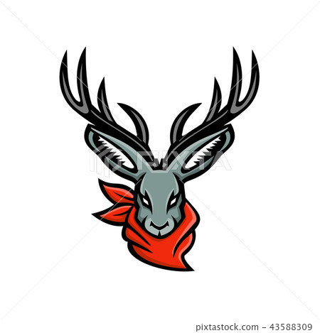 Jackalope Wearing Bandanna Mascot - Stock Illustration [43588309] - PIXTA