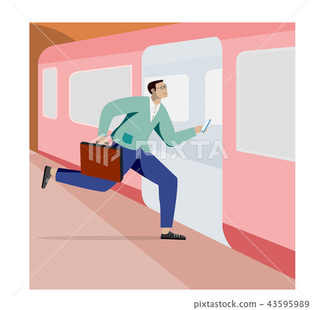man taking a train - Stock Illustration [43595989] - PIXTA