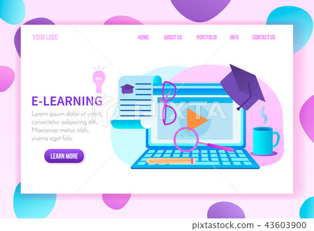 Online Education Courses Service Web Page Template - Stock Illustration ...